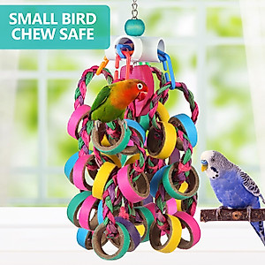 lovyoCoCo Bird Toys Conure Toys,Bird Parrot Foraging Shredder 24 Pcs Colorful Bagel Chewy Rings for Small Parrots Parakeets Conures Cockatiels Love Bird Cage Accessies (W)