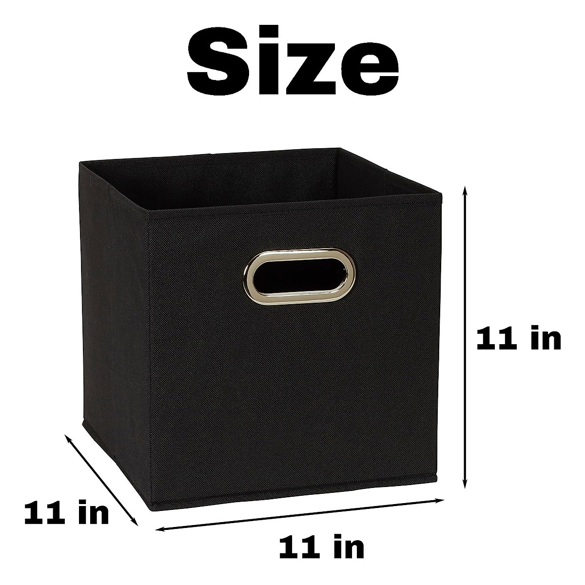 11 Inch Fabric Storage Bins Cubes Sturdy Collapsible Storage Bins & Handle 6 Foldable Baskets for Organizing Clothes Books closet organizer and storage Fabric Storage Cubes for Shelves,Closets Black