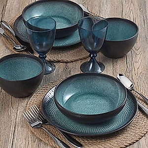 Pfaltzgraff 5267773 Maddox 12-Piece Dinnerware Set, teal