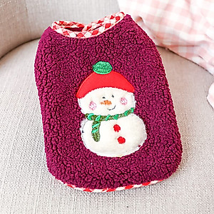 YiQ RiC Christmas Dog Clothes Dog Christmas Jacket Dog Cold Weather Coats Pet Shirts Breathable Puppy Vest Printed Christmas Snowman Reindeer Santa Claus Dog Shirts for Soft Outfit Dogs and Catst