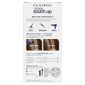Clairol Root Touch-Up by Nice'n Easy Permanent Hair Dye, 6 Light Brown Hair Color, Pack of 2