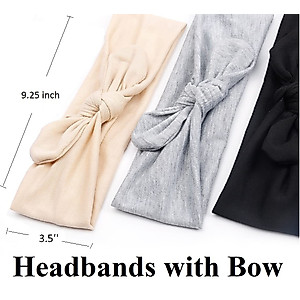 Tobeffect Bow Headbands for Women Non Slip 3.5'' Wide Knotted Headband Hair Bands with Bows Rabbit Ears Womens Turban Headbands Headwraps Girls Strechy Cute Hair Accessories…