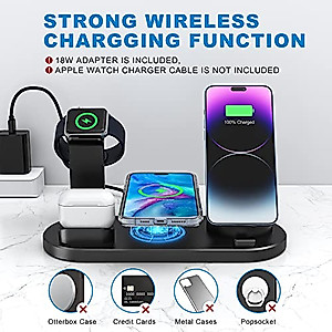 Wireless Charger Stand,Kertxin 4 in 1 Wireless Charging Station for All Apple Watch Series, AirPods Pro 3/2/1, iPhone 14/14 Plus/13/12/11 Pro/Pro Max/X/XS Max,Samsung Phone(iWatch Charger Required)