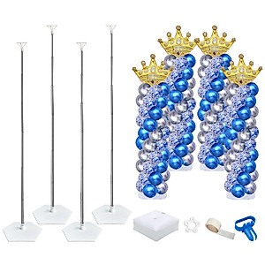 LORRILIA Balloon Column Stand Kit, Set of 4,6.7Feet Height Adjustable Balloon Tower Pillar with Reusable Metal Telescopic Design with base for Birthday arch, Wedding, Graduation Party Decoration Event