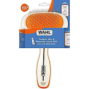 Wahl Premium Patented Dual Level Sensitive Skin Pet Slicker – Ergonomic handle makes Deshedding, Grooming and Brushing Comfortable for you and your Dog or Cat - 858500