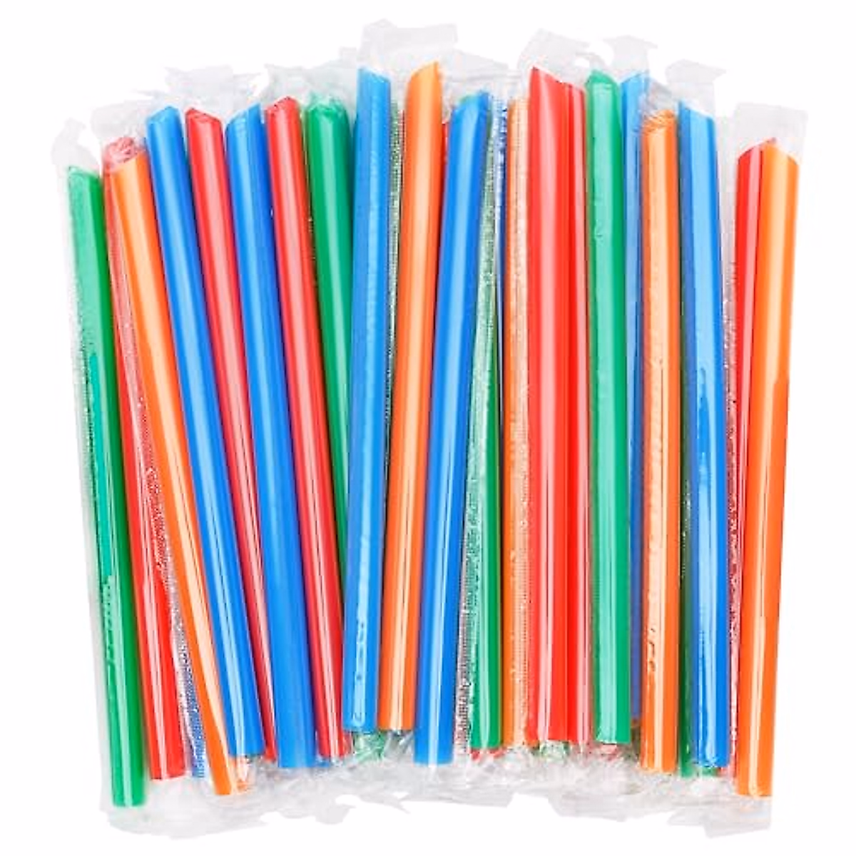 200 Individually Wrapped Boba Straws, Multi Color Plastic Milkshake Straws, Jumbo Smoothie Straws, Disposable Wide-mouthed Large Straws