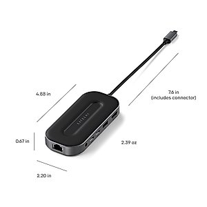 Satechi USB4 Multiport Adapter, USB C Hub 6 in 1 with 8K HDMI, 100W USB C PD Charging, USB C Data, USB-A, Ethernet, Audio Jack, for MacBook Pro/Air M1 M2 M3, Windows