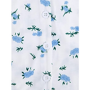 Verdusa Women's 2-Piece Button Down Short Sleeve Ditsy Floral Button Front Sleepwear Loungewear PJ Set White S