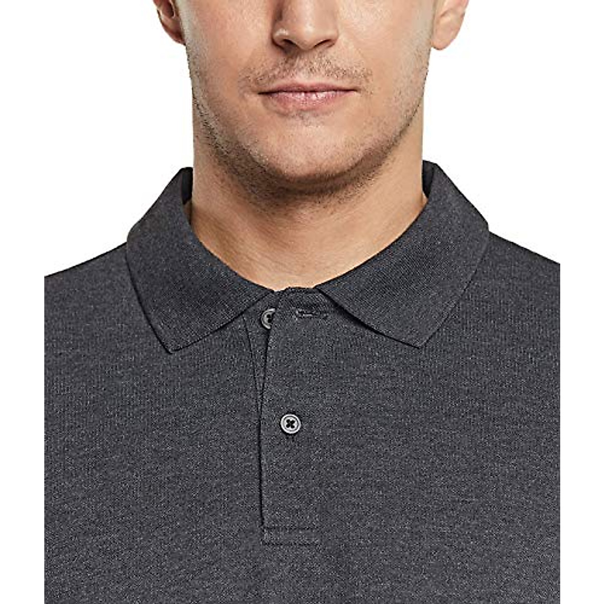 TSLA Men's Cotton Pique Polo Shirts, Classic Fit Short Sleeve Solid Casual Shirts, Performance Stretch Golf Shirt, Cotton Blend Polo Charcoal, X-Large