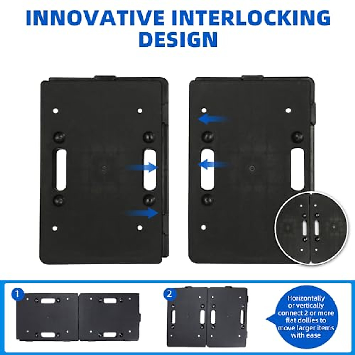 Baxeo Furniture Dolly, Moving Dolly Cart Furniture Mover, Interlocking Small Flat Dollies with 4 Wheels, 440 Lbs Capacity, 2 Pack, Black (16.3 x11 inch Each Count)