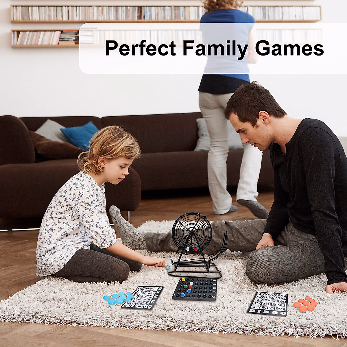 WIn SPORTS Bingo Game Set,8 Inch Metal Cage with Master Board,75 Multicolored Balls,150 Bingo Chips and 18 Bingo Cards, Ideal for Large Group Casino Game Set