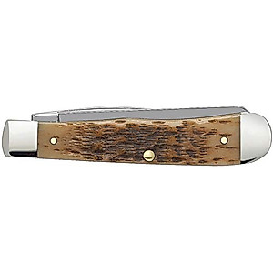 Case XX WR Pocket Knife Trapper With Genuine Bone Handle, Carbon Steel Blade(s), Length Closed: 4 1/8 Inches (Amber Bone)