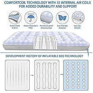 Giftway Twin Size Inflatable Air Mattress for Camping - Upgraded Height 9" Inflatable Mattress Foldable Air Bed with Waterproof Flocked Top - Portable Blow up Air Bed for Home/Travel/Housewarming Gift
