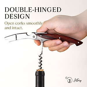 Jettory Wine Opener, Premium Waiters Corkscrew with Foil Cutter, Beer Opener & Dual Hinge for Wine Bottle, Stainless Steel Wine Key for Servers Waiters and Home Use