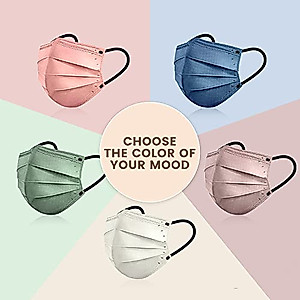 NEWLA Face Mask Disposable Adult - 4 Ply Protection Masks 50 Pack Individually Wrapped Mask Multicolored Breathable Safety Masks for Women & Men