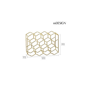 mDesign Metal Hexagon 3-Tier Wine Rack - Minimalist Bottle Holder for Kitchen Countertop, Pantry, or Refrigerator Space - Wine, Beer, Pop/Soda, Water Bottles, and Juice - Holds 11 Bottles - Soft Brass