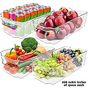 Greenco Refrigerator Organizer Bins, Stackable Fridge Organizer, Set of 8, Storage Containers with Durable Handles, Kitchen Organization Freezer, Pantry and Cabinets - BPA Free, Shatter Proof, Clear, Medium and Large
