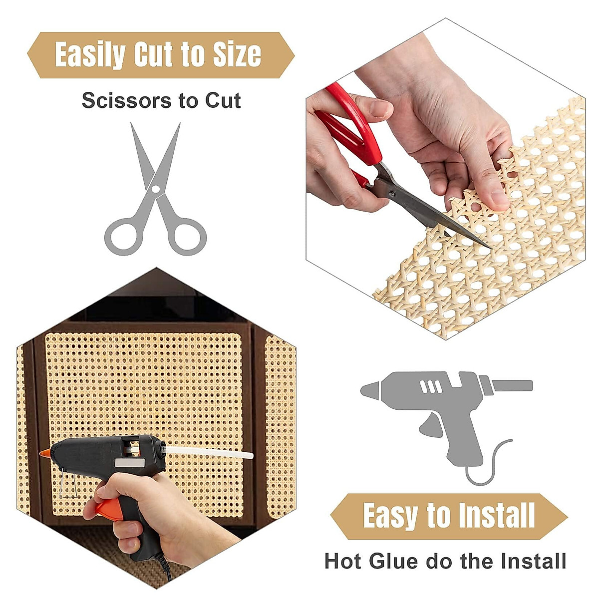 Cane Webbing Roll Rattan Webbing - Caning Material for Chairs Sukh 18 Inch Wide Cane Webbing Woven Open Mesh Cane Rattan Natural Cane Webbing Sheet for Chairs,Cabinet 3.3 FEET