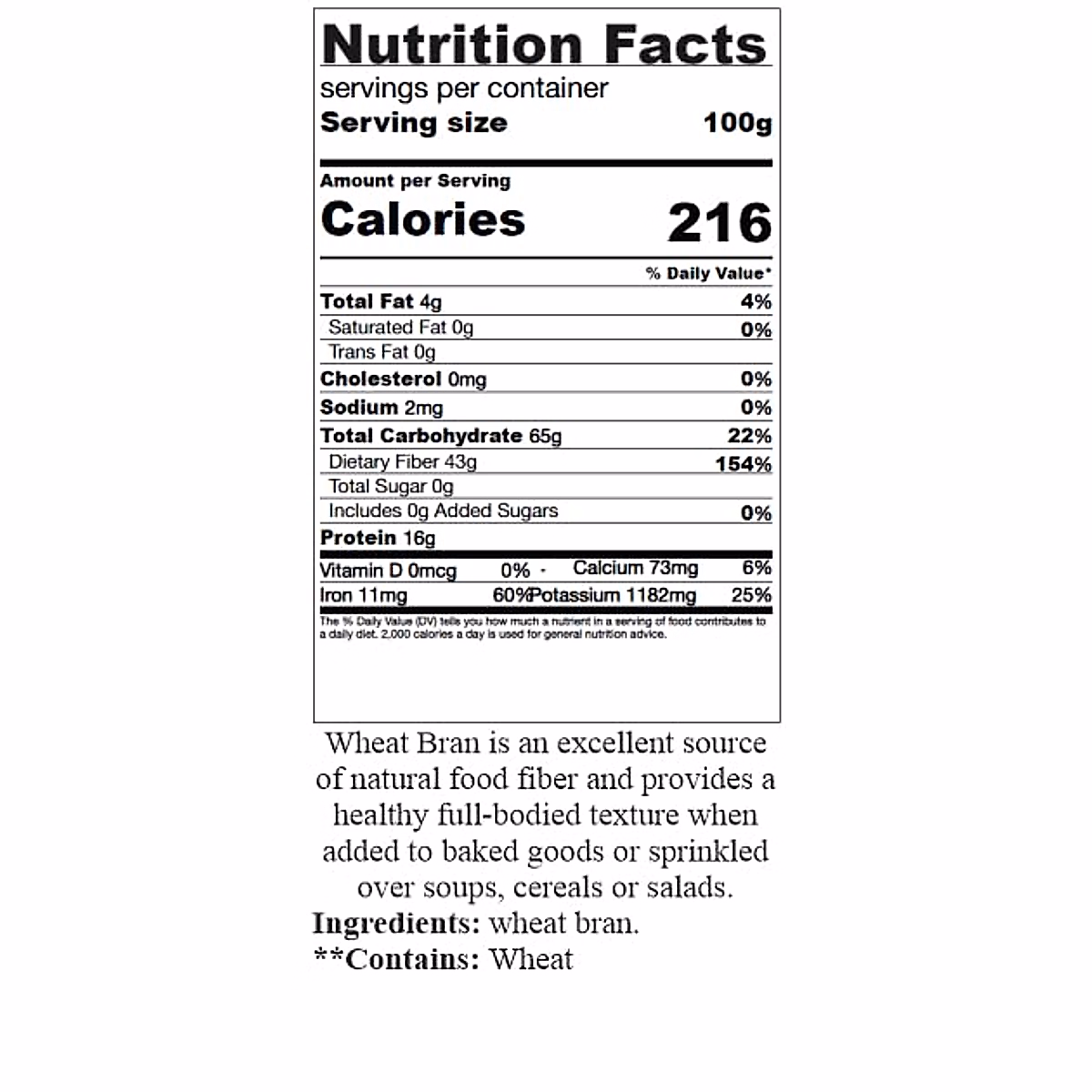 SweetGourmet Baker's Wheat Bran | Natural Foods | 2 Pounds