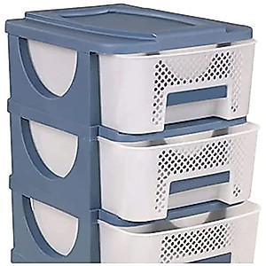 Homeplast Venus 30 Inch Tall Plastic 4 Drawer Home Storage Indoor/Outdoor Organizer Shelf Unit with Perforated Ventilated Drawers, Blue