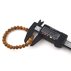 京都あさひ屋 Japanese Cedar Yakusugi Wood Heart Sutra carve Beads Bracelet Juzu dhyana Zen Kyoto rare Handmade for Men Women Gift Elastic Mala UDA108 (7.5-8.0mm)