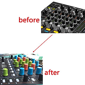 WXYINSPAS 5pcs Universal EQ Rotary Knob Replacement Equalizer Potentiometer Fader Knobs Push Rod Cap for DJ Controller Mixer Console Pioneer DJM、DDJ、XDJ, Denon Numark AKAI RANE VESTAX (Grey Hats)