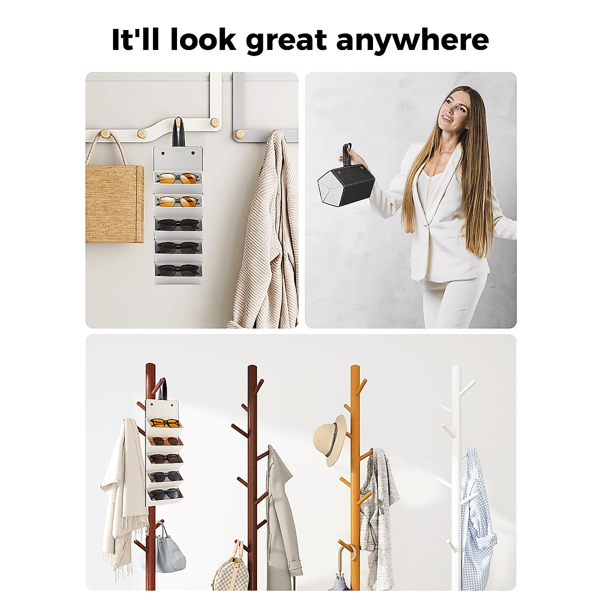 Simplelement Travel Sunglasses Organizer, Sunglass Travel Case for Multiple Pairs, Portable Glasses Travel Case Organizer