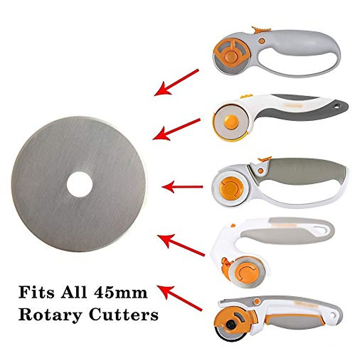 Rotary Cutter Blades 45mm 10 Pack by KISSWILL, Fits Fiskars, Olfa, Martelli, Dremel, Truecut, DAFA Rotary Cutter Replacement for Quilting Scrapbooking Sewing Arts &Crafts, Sharp and Durable