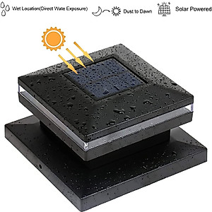 Viewsun 12 Pack Solar Post Cap Lights, Outdoor Fence Post Lights Solar Powered Caps for Deck, Patio, Garden Decor, Warm White High Brightness SMD LED Lighting, Lamp Fits for 4x4 or 6x6 Wooden Posts