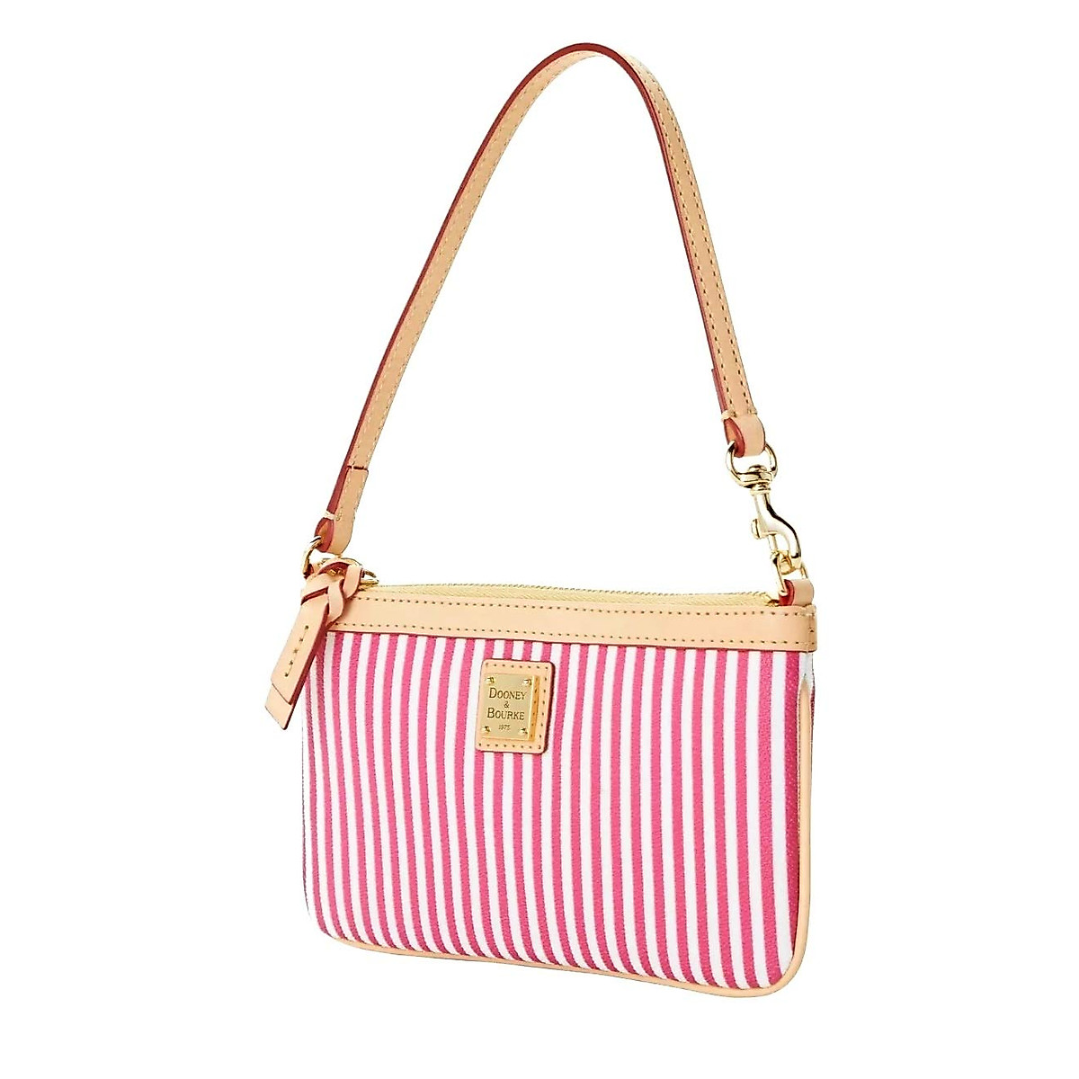 DOONEY & BOURKE DB RED AND WHITE STRIPE LARGE SLIM WRSITLET CLUTCH BAG