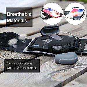 HANZIUP Running Armband for iPhone Xs Max XR X 8 7 6S Plus Samsung Galaxy S9 S8 Note 8 Google&More,Adjustable One-Hand Quick Lock Phone (w/CASE ON) Holder+Card Slot for Hiking Cycling Climbing (Gray)