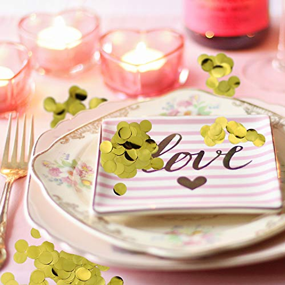 Gold Sparkling Round Dot Confetti 100 Grams Metallic Glitter Foil Circle Confetti for Party Table Scatter Wedding Festival DIY Decoration