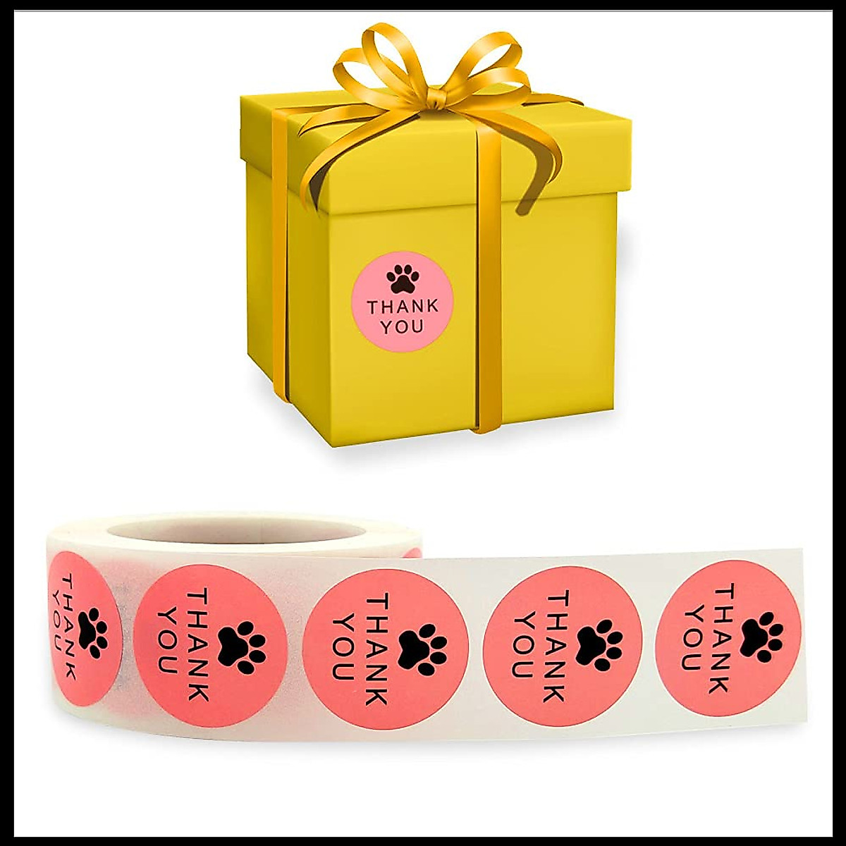 Aisatisforu Thank You Stickers Small Business 500 Pcs Per Roll 1 Inch Dog Paw Design Thank You Sticker Labels for Small Business Envelope Seals, Packaging Online Retailers Boutiques Shops
