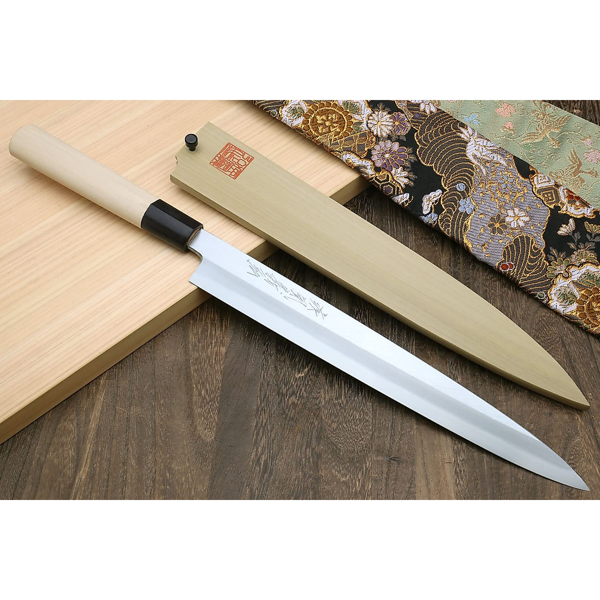Yoshihiro Shiroko High Carbon Steel Kasumi Yanagi Magnolia Handle Sushi Sashimi Chef Knife (9.5" (240mm))