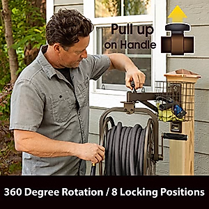 Liberty GARDEN 712 Single Arm Navigator Multi-Directional Garden Hose Reel, Holds 125-Feet of, 5/8-Inch, Bronze