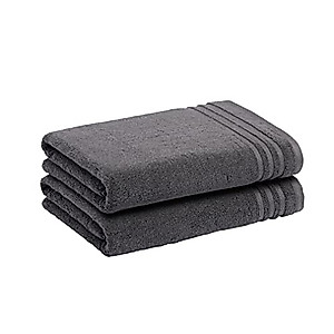 Amazon Basics Cotton Bath Towels, Made with 30% Recycled Cotton Content - 2-Pack, Dark Gray