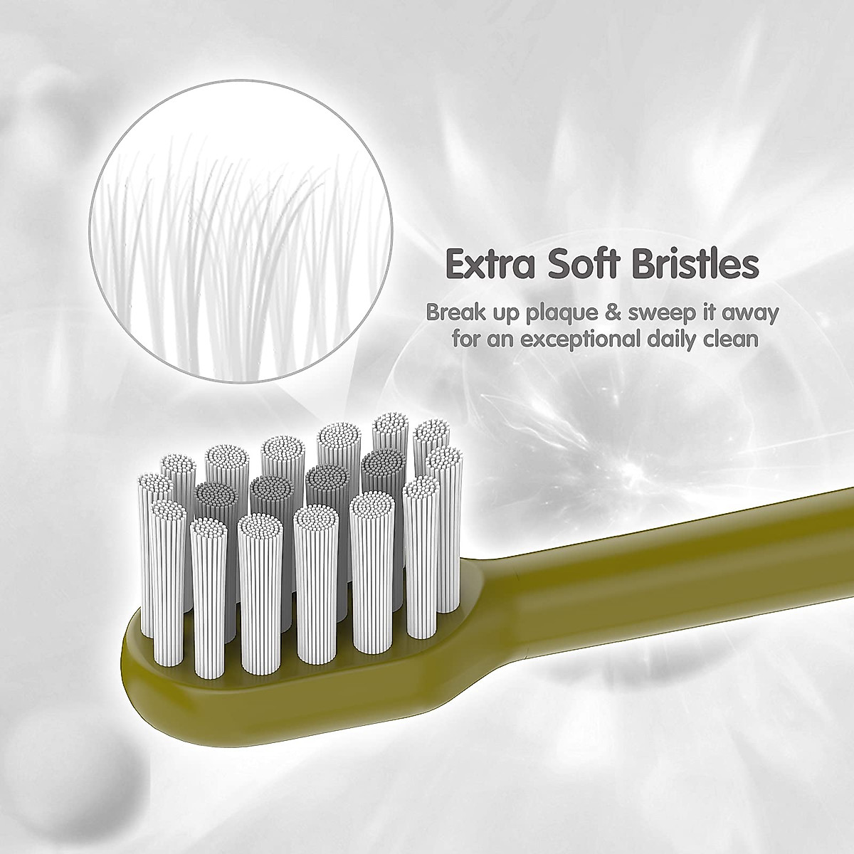 Replacement Heads for Hyslor, ROMENIC Toothbrush Heads Set for Electric Toothbrush T10X and H20S, with Protective Cover for Premium Whiten, 3 Counts (Olive Greenish)