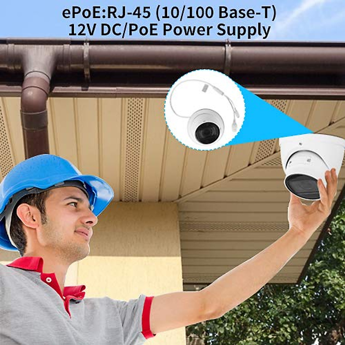 EmpireTech 4MP Ultra Low Light IP Wired Camera,Starlight IR Motorized 2.7mm-12mm Lens Turret Camera,IP67 Weatherproof,Built-in Mic,Support POE and ePOE,Vehicle and Human Detection IPC-T5442T-ZE White