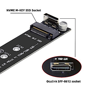 Chenyang M.2 to SFF-8611 Adapter,Oculink SFF-8612 SFF-8611 to NVME PCIe SSD M-Key 2280 22110mm Adapter for Mainboard