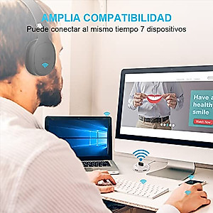1Mii USB Bluetooth 5.0 Dongle Adapter for PC Laptop Desktop Stereo Headset, Keyboard, Mouse, Support All Windows 10 8.1 8 7 XP Vista