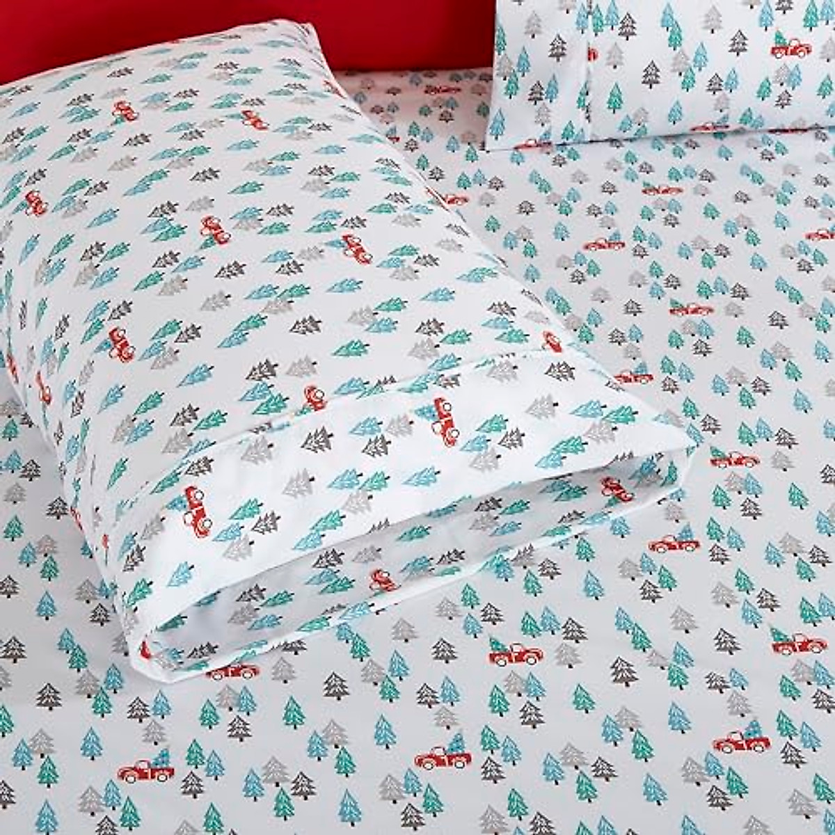 Elegant Comfort Luxury Soft Bed Sheets Holiday Pattern 1500 Premium Hotel Quality Microfiber - Softness Wrinkle and Fade Resistant (4-Piece) Bedding Set, Twin XL, Pickup Tree