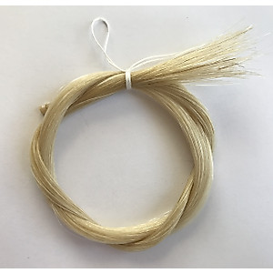 MI&VI Classic Mongolian Horse Hair for Violin, Viola Bows - Unbleached, White 29.5" (1 Hank, Prepared, Includes Plug and Wedge) (1 Hank)