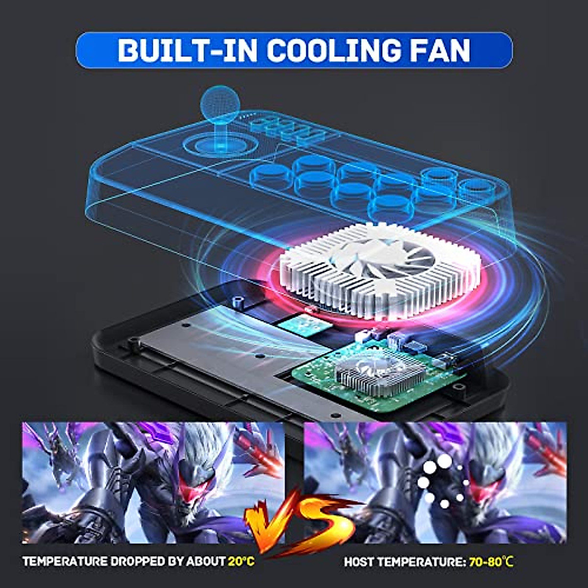 Kinhank Arcade Game Console Built-in 25000+Games, Super Console Arcade Video Game Console S905X3 Chip, 3D Joystick Turbo Function