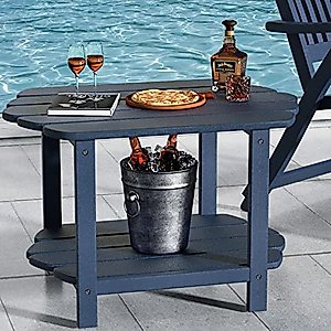 FERFALDER Adirondack Outdoor Side Table-2 Tier Irregular Patio Table Oversize Outside Table for Backyard Balcony Blue