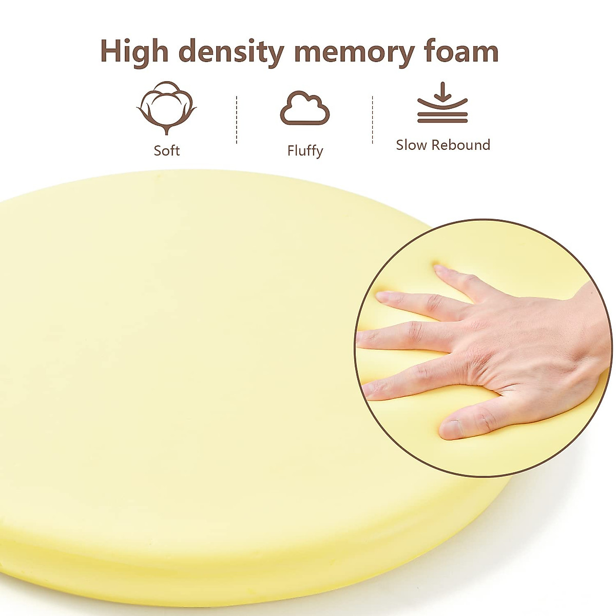 Gumcoly Memory Foam Seat Cushion 14 Inch, Round Stool Cushion, Circle Chair Pad with Removable Cover for Dining Kitchen Bar Chairs Coffee