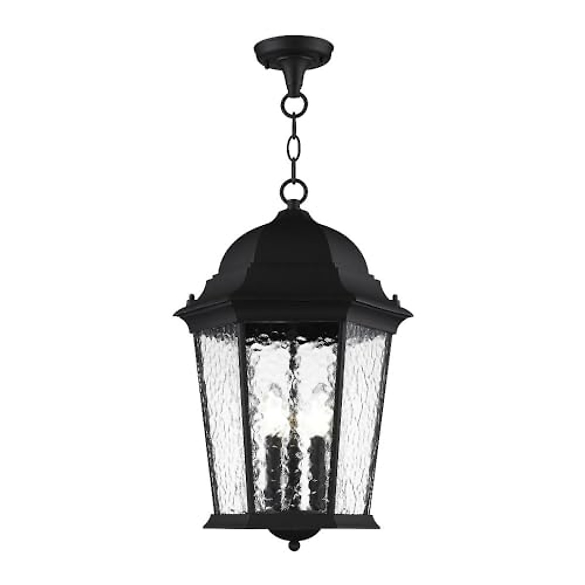 Livex Lighting 75475-14 Textured Black Outdoor Semi-Flush Mount with Clear Water Glass