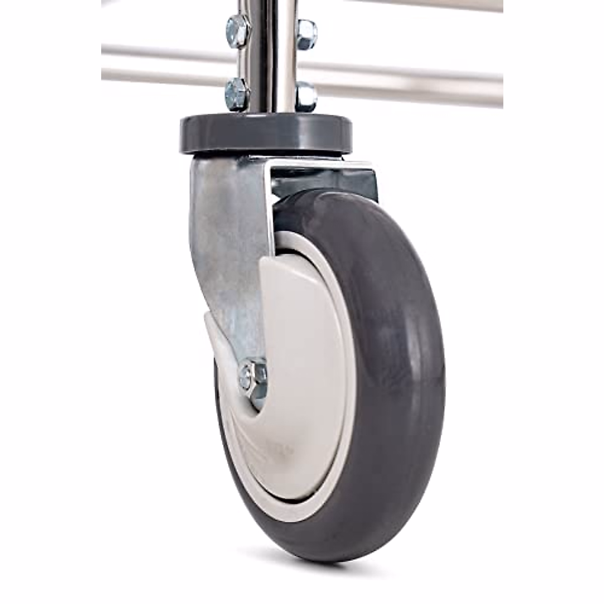 R&B Wire™ 100E58 Heavy Duty Wire Laundry Cart with Double Pole Rack, 2.5 Bushel, Chrome