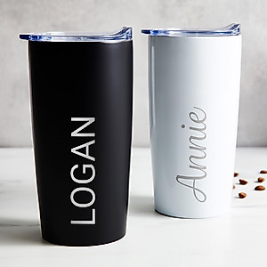 Lifetime Creations Personalized Tumbler with Engraved Name: Custom Coffee Travel Mug with Lid, Tumblers with Names, Christmas Gifts for Employees, Insulated Stainless Steel (Matte Black, 20 oz)