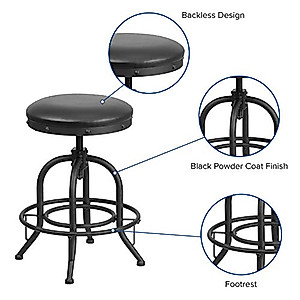 Flash Furniture Carrington 24'' Counter Height Stool with Swivel Lift Black LeatherSoft Seat