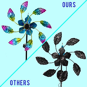 VEWOGARDEN 42.5 inch Peacock Metal Solar Wind Spinner, Wind Sculpture Yard Art Decorations for Patio, Lawn & Garden Decor